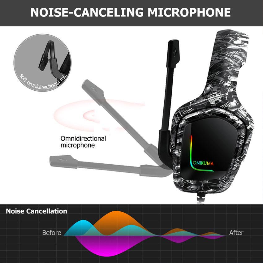 Buy ONIKUMA K20 PS4 Headset PC Gamer Stereo RGB LED Gaming Headphones ...