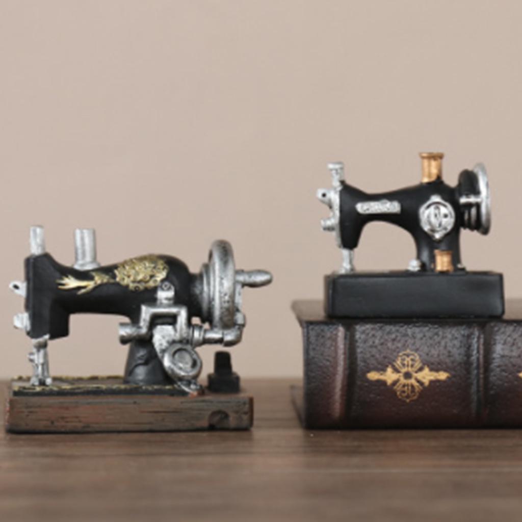 Buy Resin Craft Mini Sewing Machine Figurines Home Collectible Desktop ...