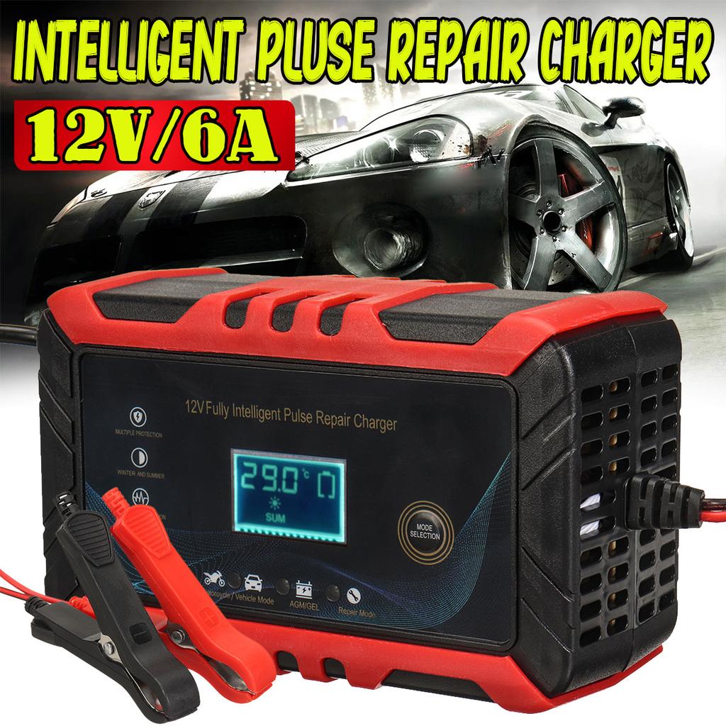 Cumpără Red 12V 6A LCD Smart Fast Car Battery Charger 110V 265V For ...
