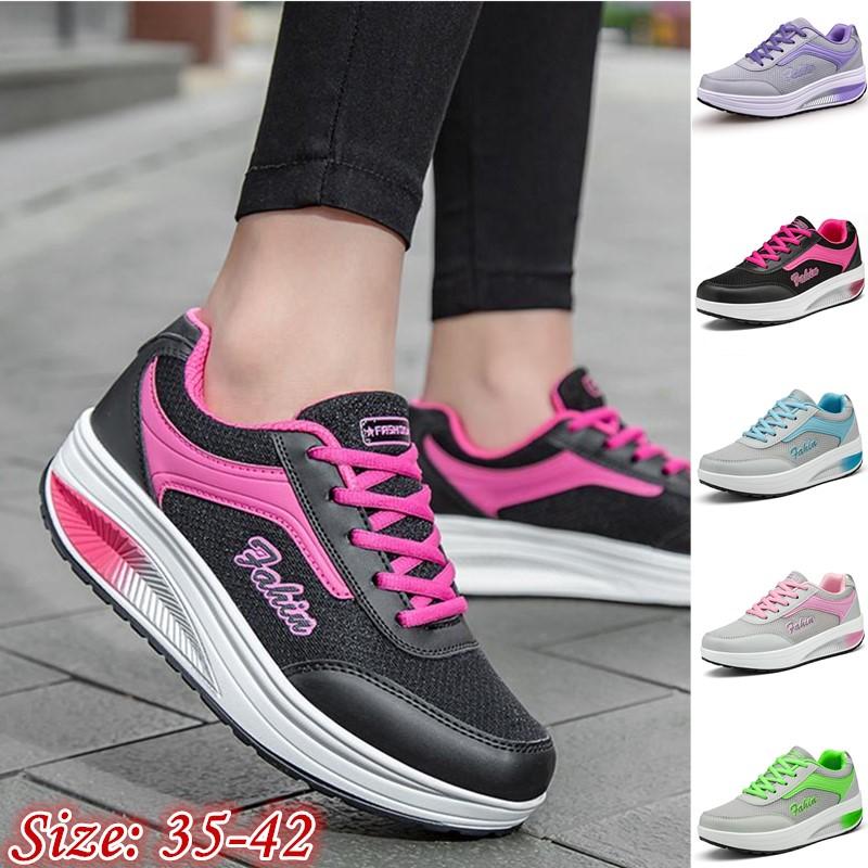 Buy Plus Size Women's Casual Sneakers Wedge Running Shoes Breathable ...