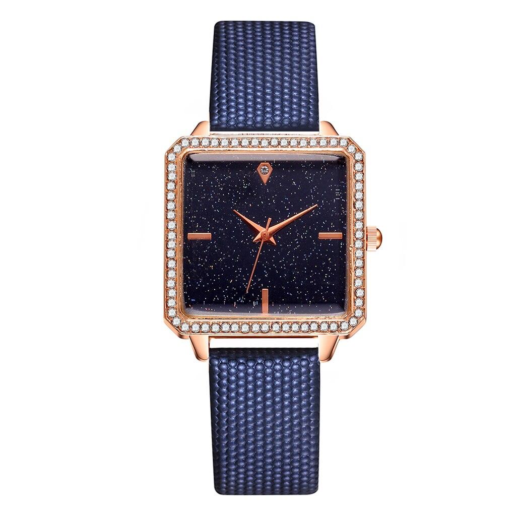 Buy Women Square Starry Sky Watch Luxury Ladies Leather Quartz Analog ...