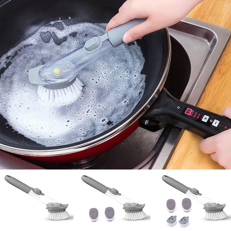 1Set Dish Washing Kitchen Pot Refillable Cleaning Brush Cleaner Tool ...