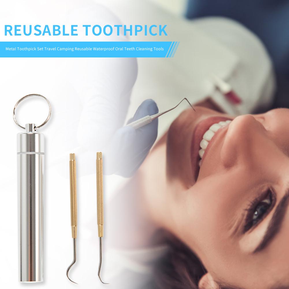Outdoor Portable Metal Toothpick Set Waterproof Oral Teeth Cleaning ...