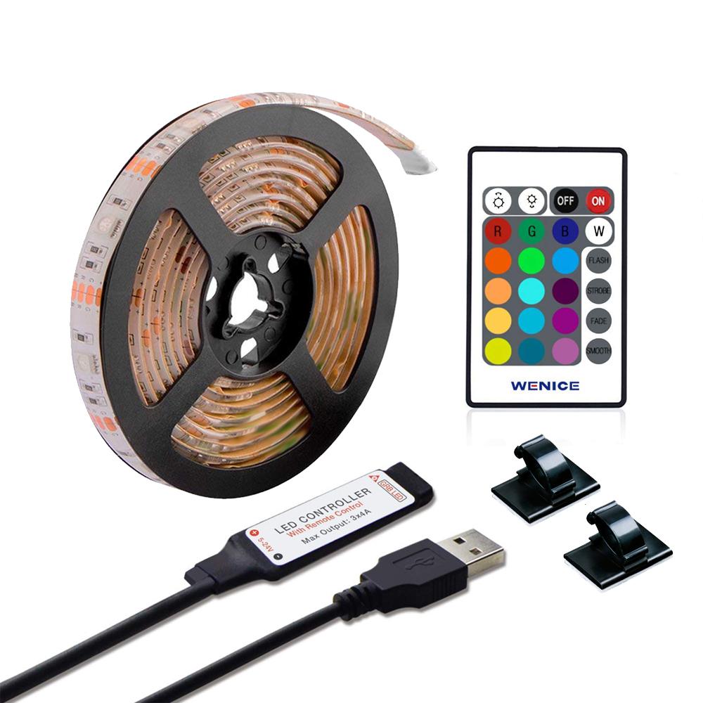 ZDM 2M Waterproof USB 5050 RGB LED Flexible Strip Light with 24 Key IR ...