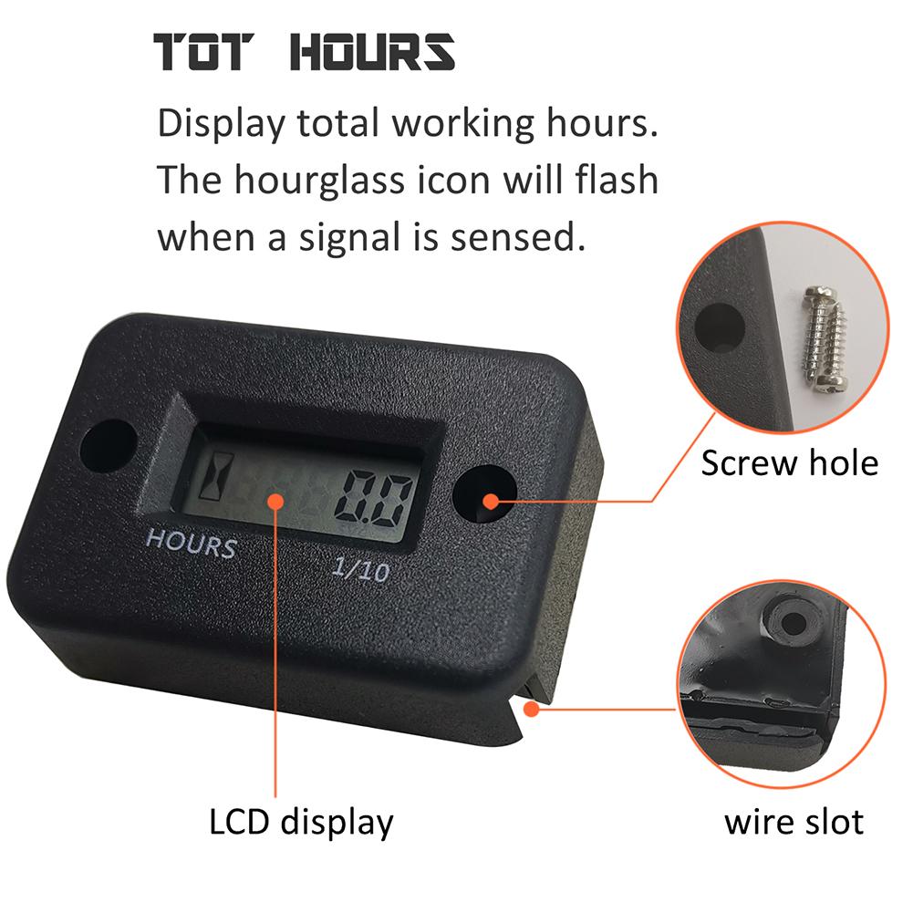 Buy LCD Display Motorcycle Inductive Gasoline Engine Hour Meter for ATV ...