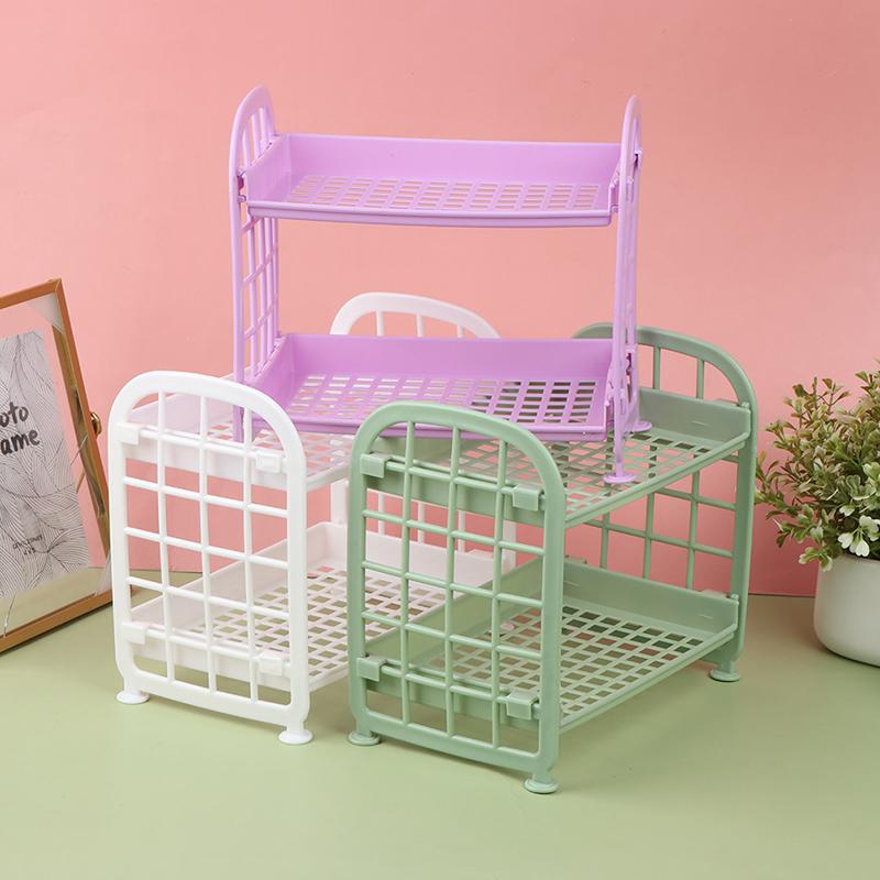 Buy 1Pc Desktop Double-Layer Folding Storage Rack Artifact Free ...