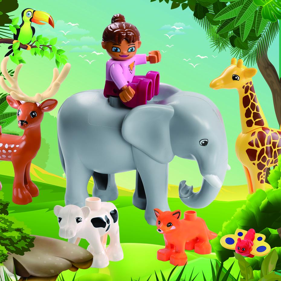 Buy Animal Model Figures Duploed Big Size Building Block DIY Cartoon ...