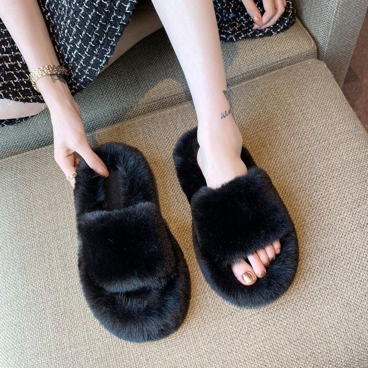 Buy Straight Hair Slippers For Women To Wear Out In Autumn And Winter ...