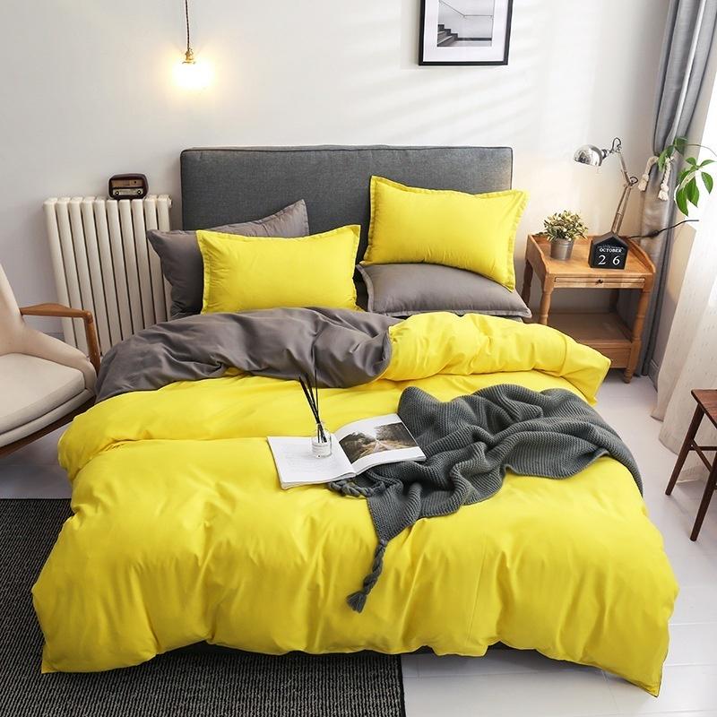 Buy Bedding Solid Color Double Bed Sets 4PCS Set Scrub Aloe Vera Cotton ...