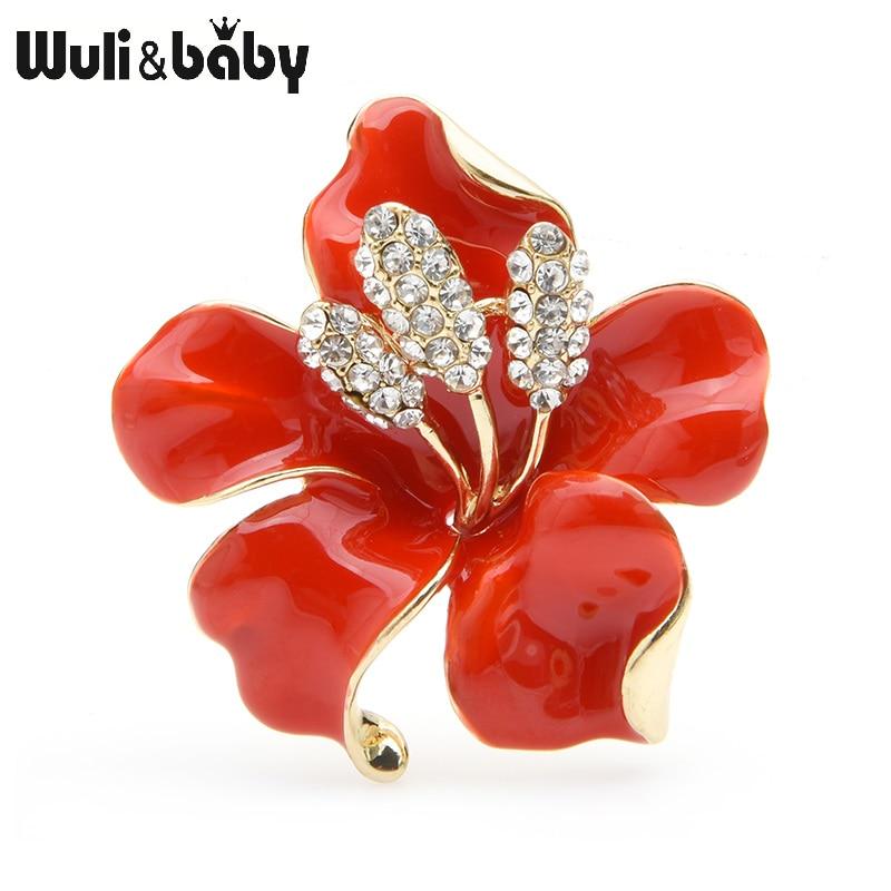 Buy Wuli&baby Big Enamel Red Blue Flower Brooches Women Alloy Flower ...