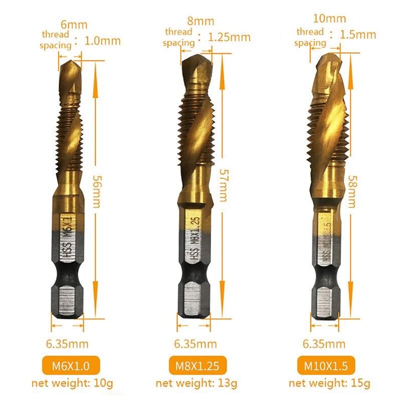 Buy New Titanium Plated Hex Shank HSS Screw Thread Metric Tap Drill ...