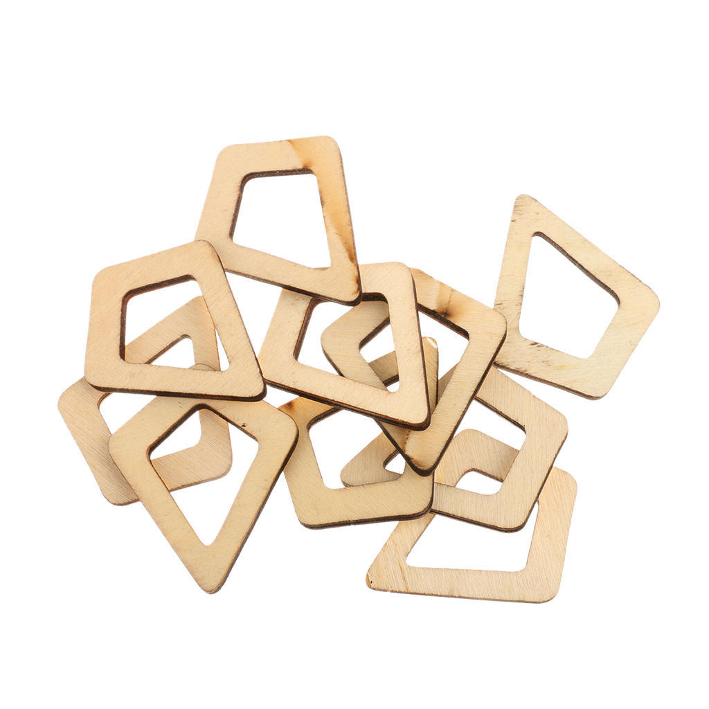 20 Pieces Unpainted Wood Rhombus Shapes Crafts DIY Embellshments Art ...