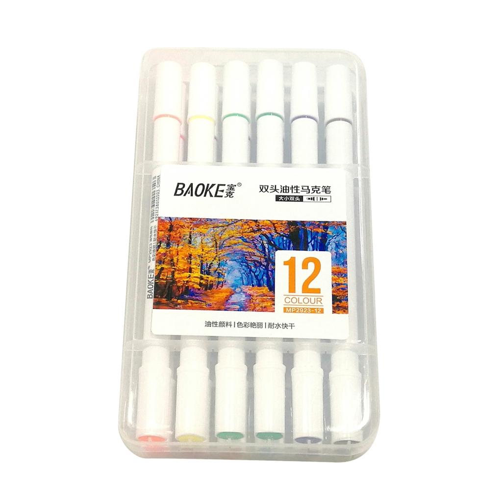 Buy 12 PCS Student Mark Pen Set Art Painting Double-Headed Oil Pen, 12 ...