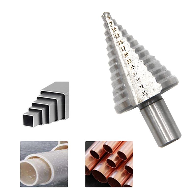 5mm-35mm HSS Spiral Step Cone Drill Bit Metal Hole Cutter Titanium ...