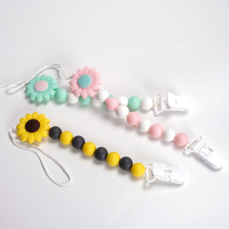 Buy Sunflower Chain Appease Pacifier Infant Nipple Feeding Anti-fall ...