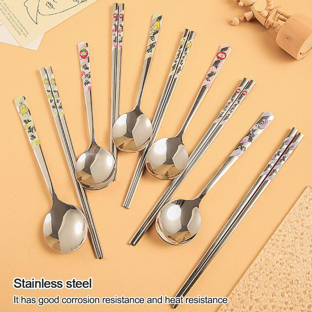 Buy Non-slip Long Handle Dessert Spoons Chopsticks Spoon Set Stainless ...