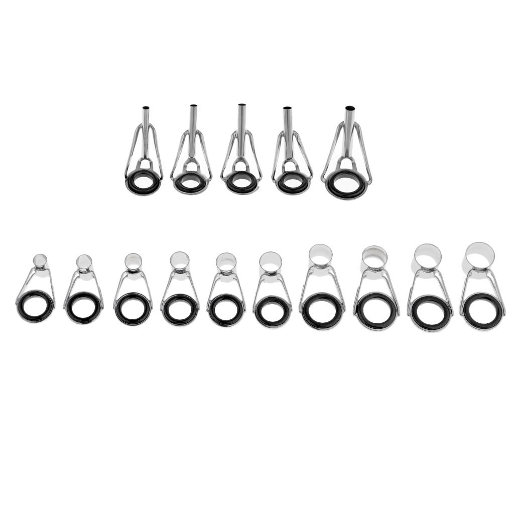 75pcs Fishing Rod Guides Top Tips Ring Set Spinning Eye Repair Kit ...