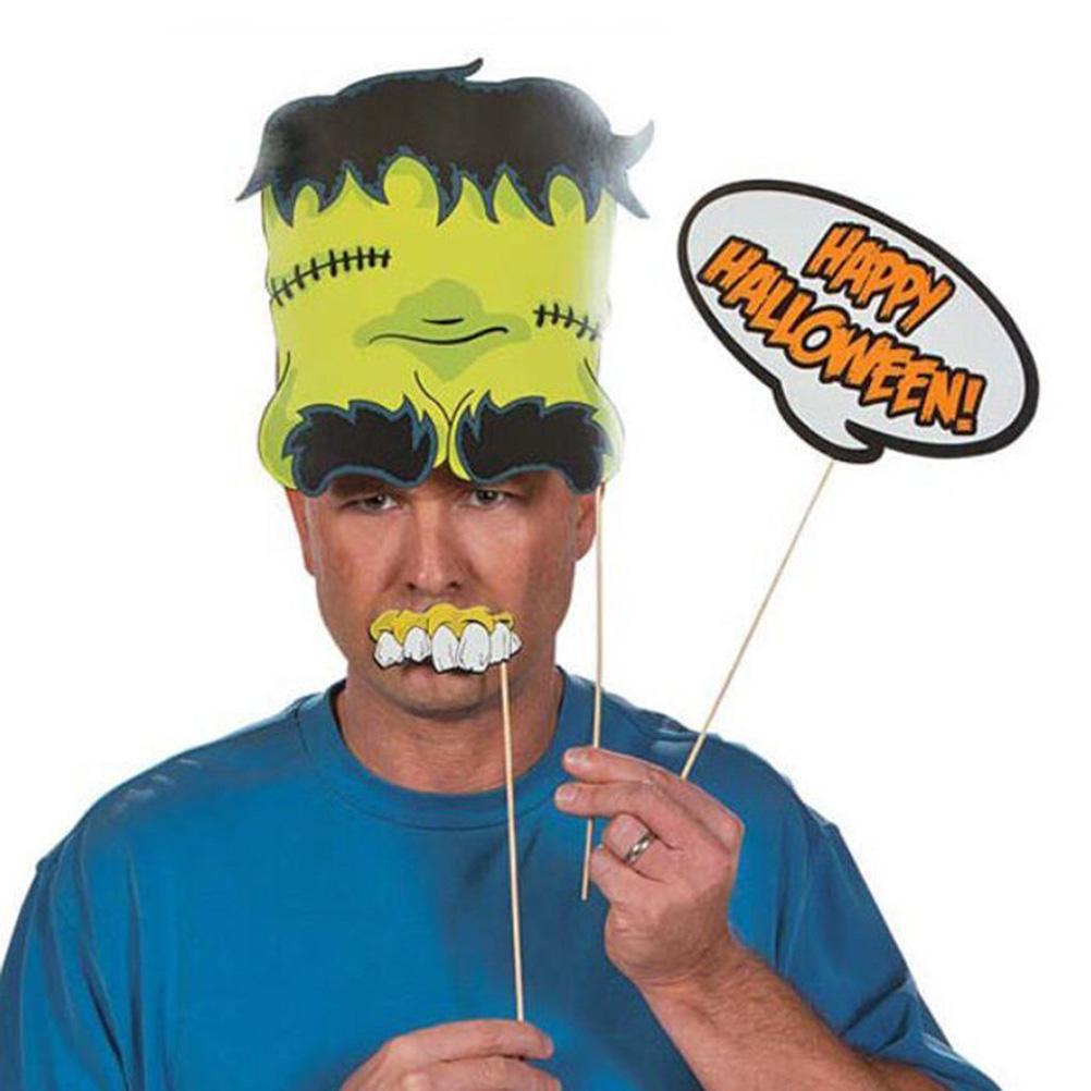 Buy 24pcs Bar Party Halloween Terror Mask DIY Photo Booth Props On A ...