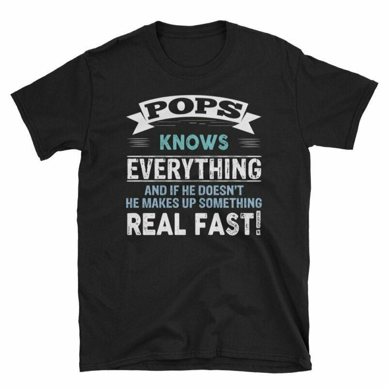 Buy Pops T-shirts Pops Knows Everything T-shirts Dad T-shirts Black ...
