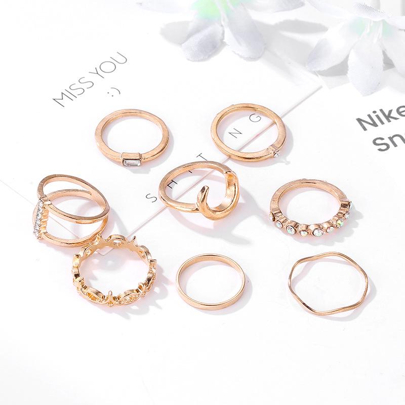 Buy 8Pcs/11Pcs Ring Set Women Elegant Adjustable Engagement Ring ...