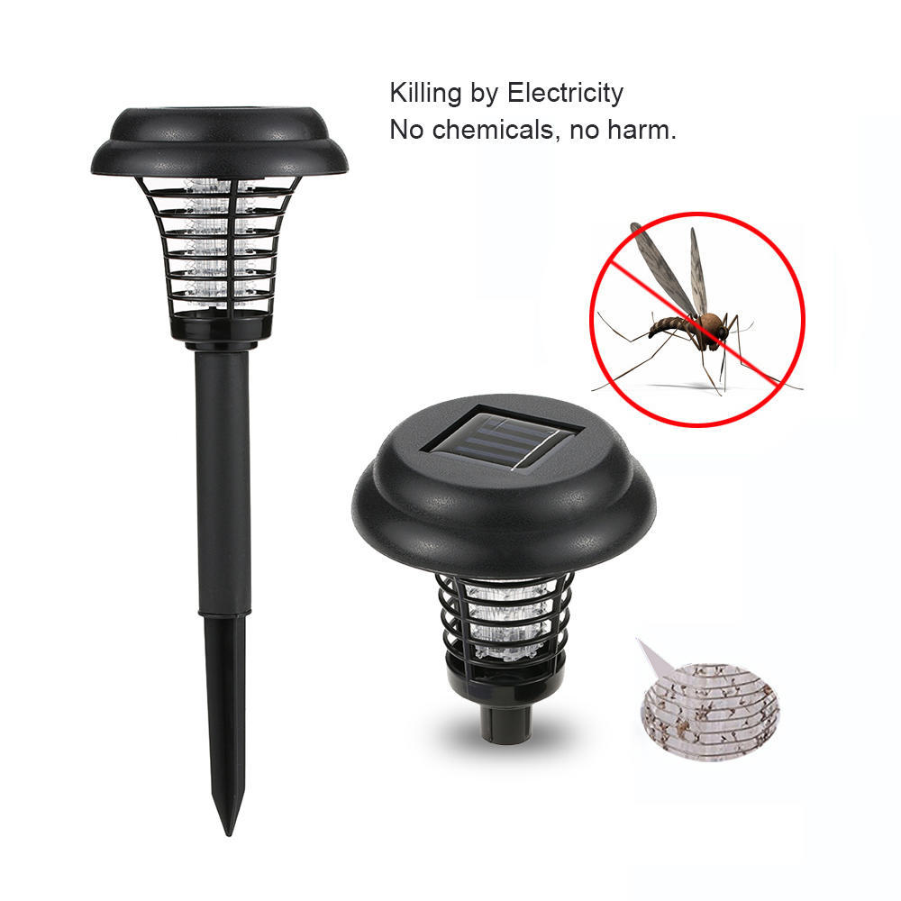 2 Modes Solar Powered Light Sensor Electric Mosquito Pest Bug Insect ...
