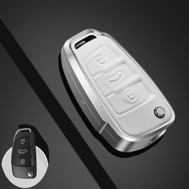 Buy Leather Alloy Car Remote Key Case Cover Protective Shell For C6 R8 ...
