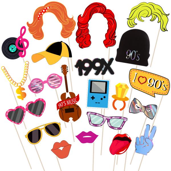 Buy 2Cosplay 90s Party Photo Booth Props Vintage Party Supplies ...