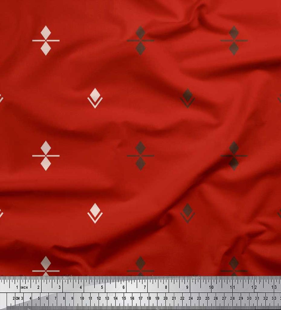 Soimoi Red Cotton Voile Fabric Butidar Jamdani Printed Craft Fabric by ...
