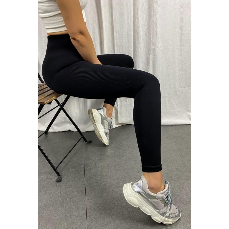 Buy High Waist Contouring Seamless Corduroy Black Leggings Are a ...