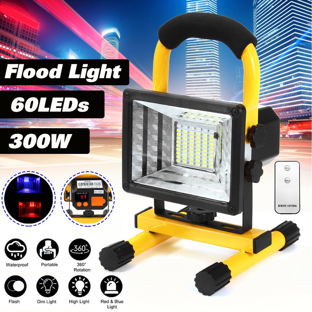 [ With Remote Control ] 300W 60LED Portable Flood Light Outdoor Work ...