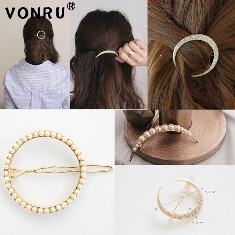 Buy Chic Fashion Geometry Round Crescent Hairpin Clip Women Barrette ...