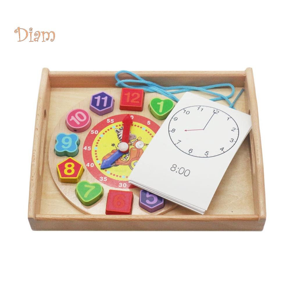 Buy T&T Kids Cartoon Threading Numbers Blocks Clock Tray Puzzle Early ...