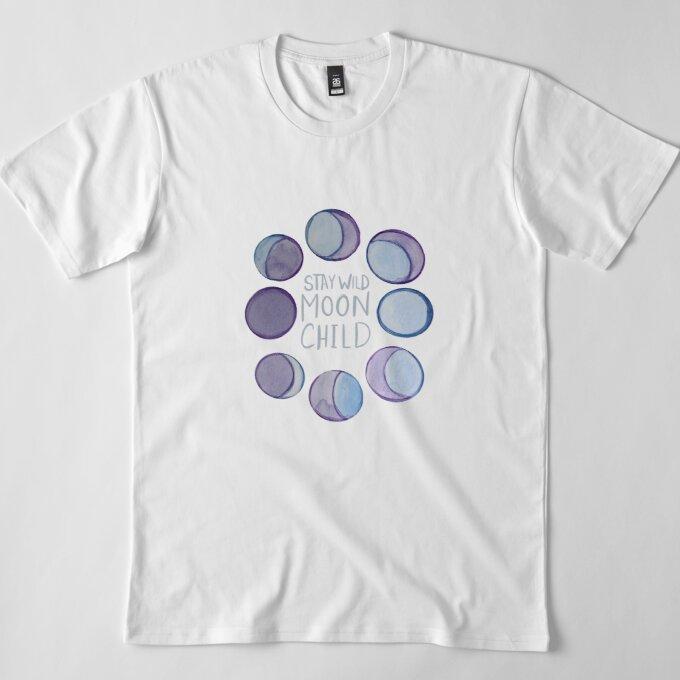 Buy Men Premium Cotton T-Shirt Stay Wild MoonChild Print Tees Funny Harajuku Style Combed Cotton ...