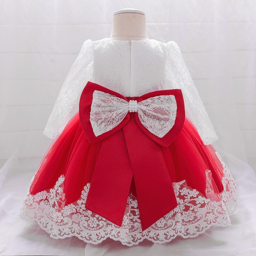 Buy Newborn Long Sleeve Baby Girl Dresses Party Wedding Girl Lace Big ...