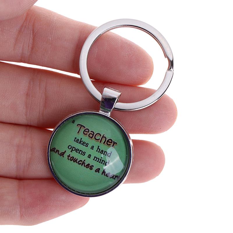 Buy 1Pc Round Shaped Art Picture Glass Dome Rhodium Plating Keychain at ...