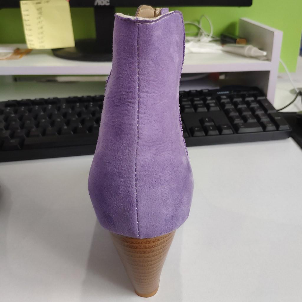 Buy Women's Fish Mouth Casual Boots Square Pinhole Wedges Heel Ankle ...