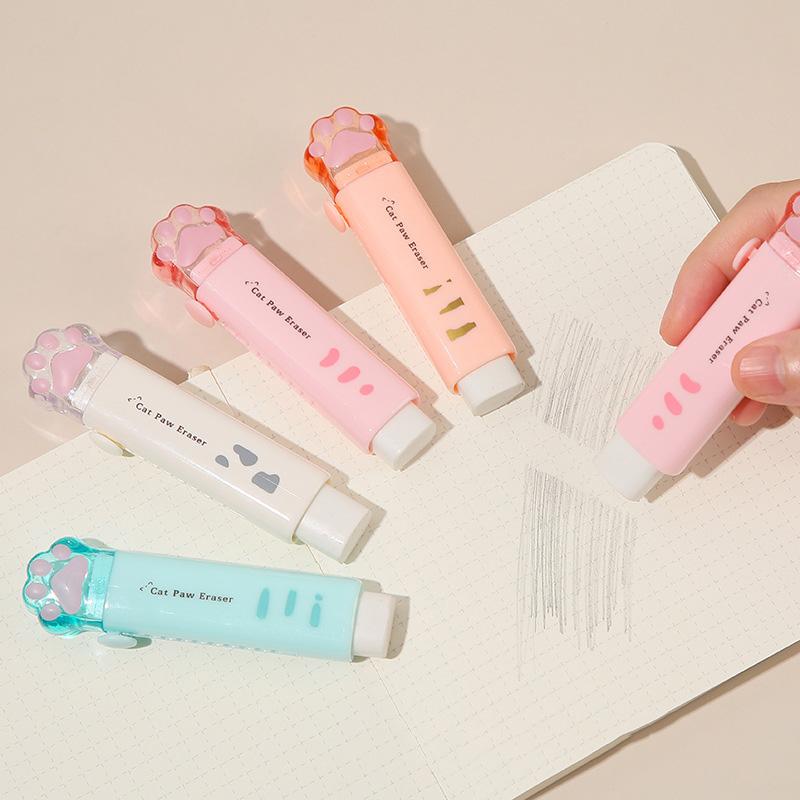 Buy Mt Office 1pcs Kawaii Cat Paw Eraser Pencil Cute Push-pull Pen ...