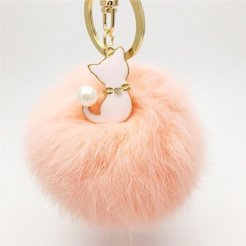 Buy Imitation Fox Fur Pom Cute Cat Key Chain Bag Charm Fluffy Puff ...