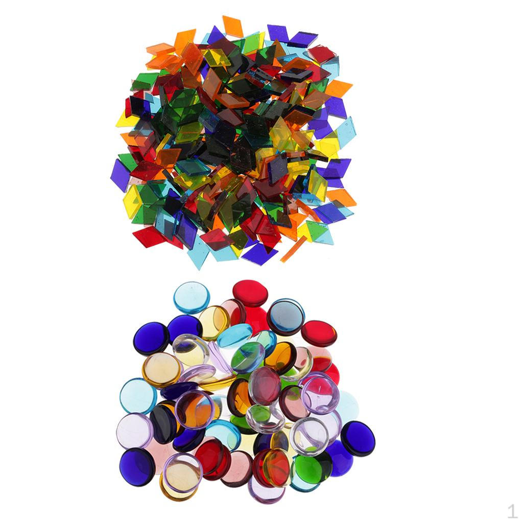 Cheap 260g Round Rhombus Glass Mosaic Tiles Embellishment for Handmade ...