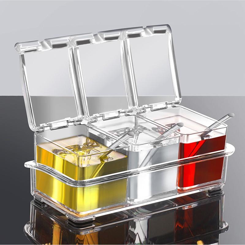Kitchen Storage Box Transparent Acrylic Condiment Jar Set Household ...
