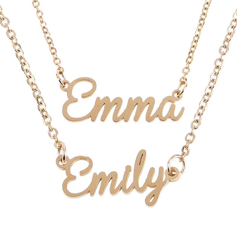 Women Letter Name Emma Emily Pendant Chain Customized Nameplate ...