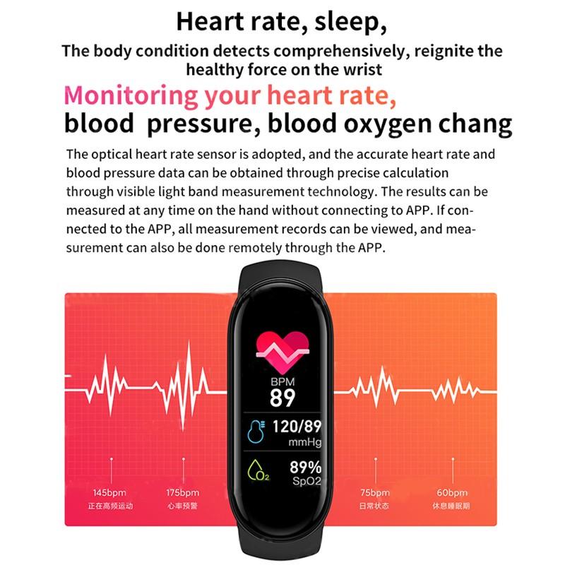 Buy M6 Smart Bracelet Watch Fitness Tracker HeartRate BP Monitor ...