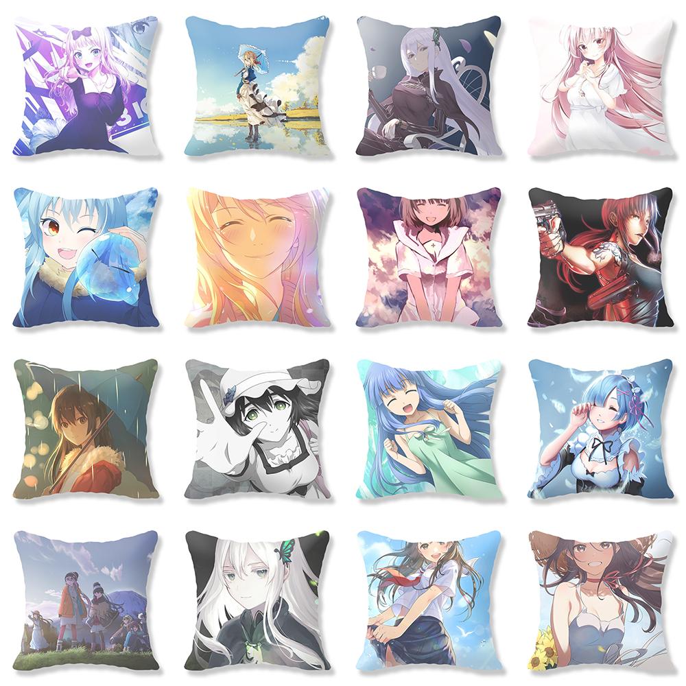 Buy Short Plush Anime Character Pillowcase Sweet Mint Green Print ...