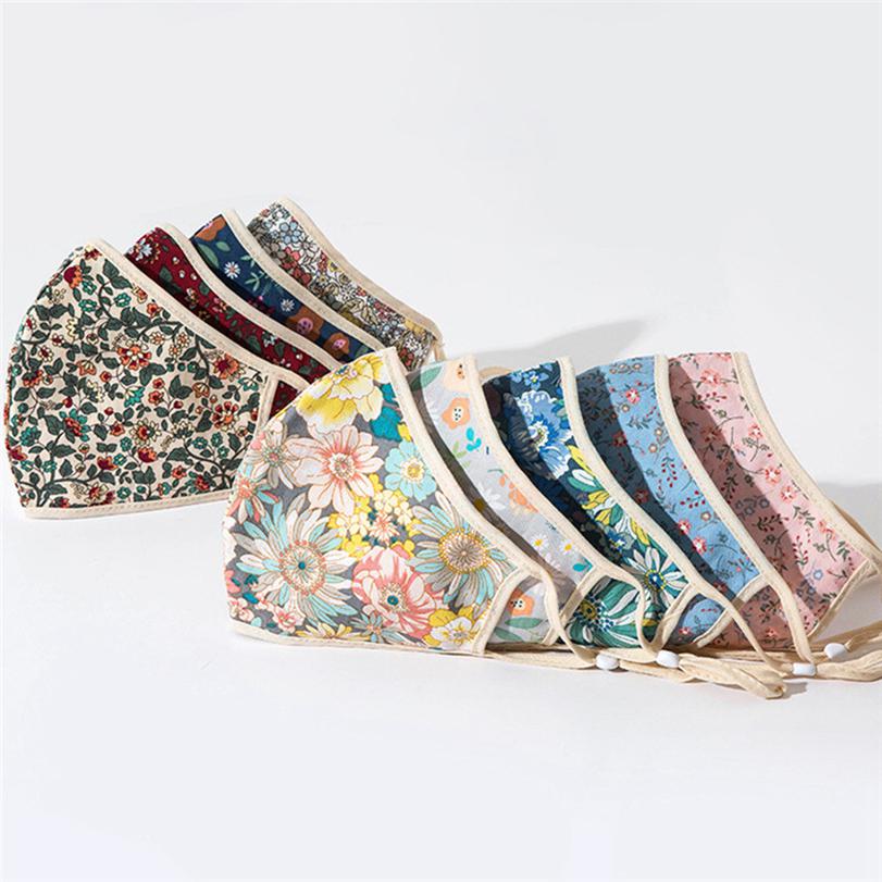 Buy Reusable Floral Print Mask Breathable Women Washable Men Face ...