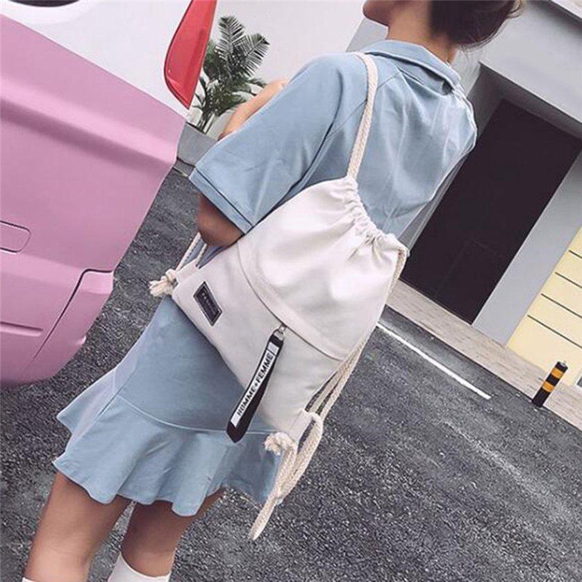 Gym Canvas Drawstring Backpack Sport Backpack Portable Fashion Shoulder ...