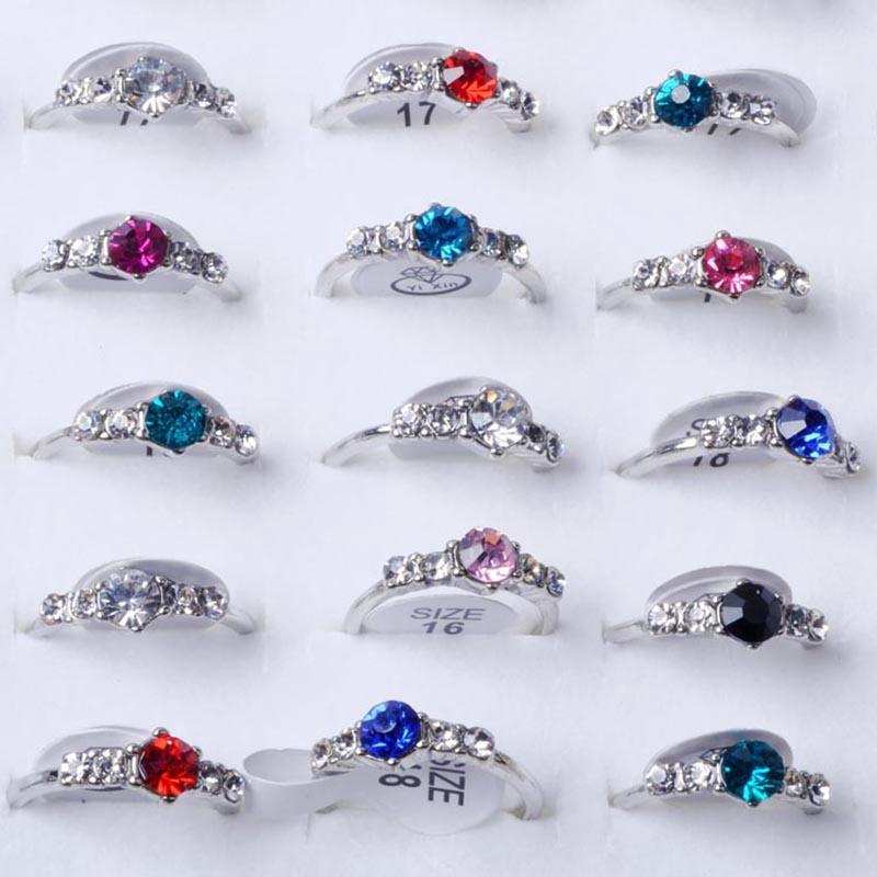 Buy 20Pcs Lot Crystal stone Color Rings For Elegant Women Ladies ...