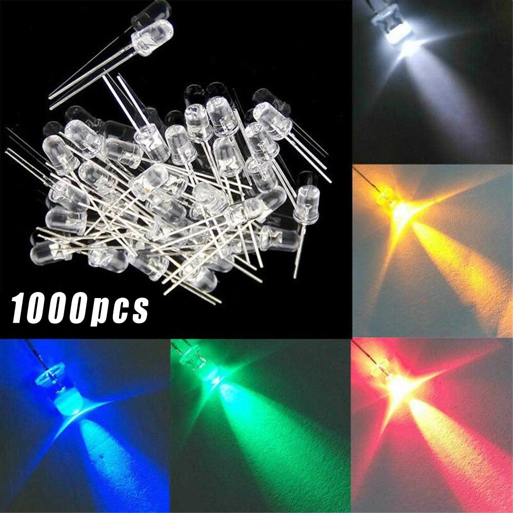 Buy 1000x 5mm Red/Green/Blue/Yellow/White Water Clear LED Light ...