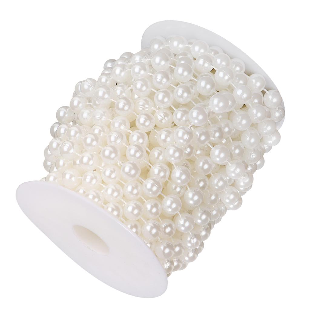 10mm Round Pearls Strands Garland Spool Beads Craft Wedding Decor 10m ...