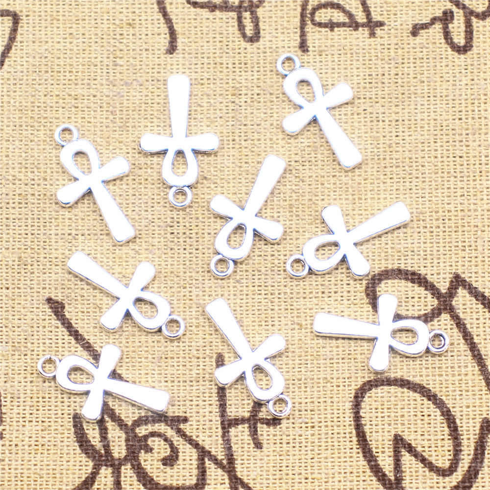 Buy 10pcs Antique Silver Color 13x22mm Ankh Cross Charms Handmade ...