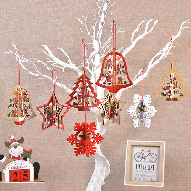 Buy Christmas Hanging Pendant Hollow Snowflake Bell Pentagram Xmas Tree ...